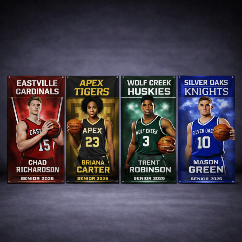 Basketball Player Banners | High School Vinyl Banners | Ship Free ...
